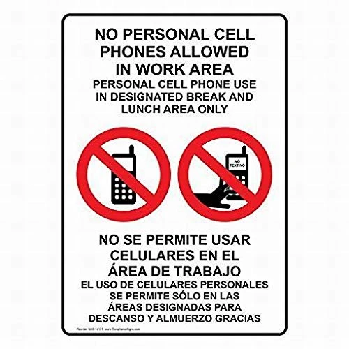 No Cell Phone Sign In Spanish