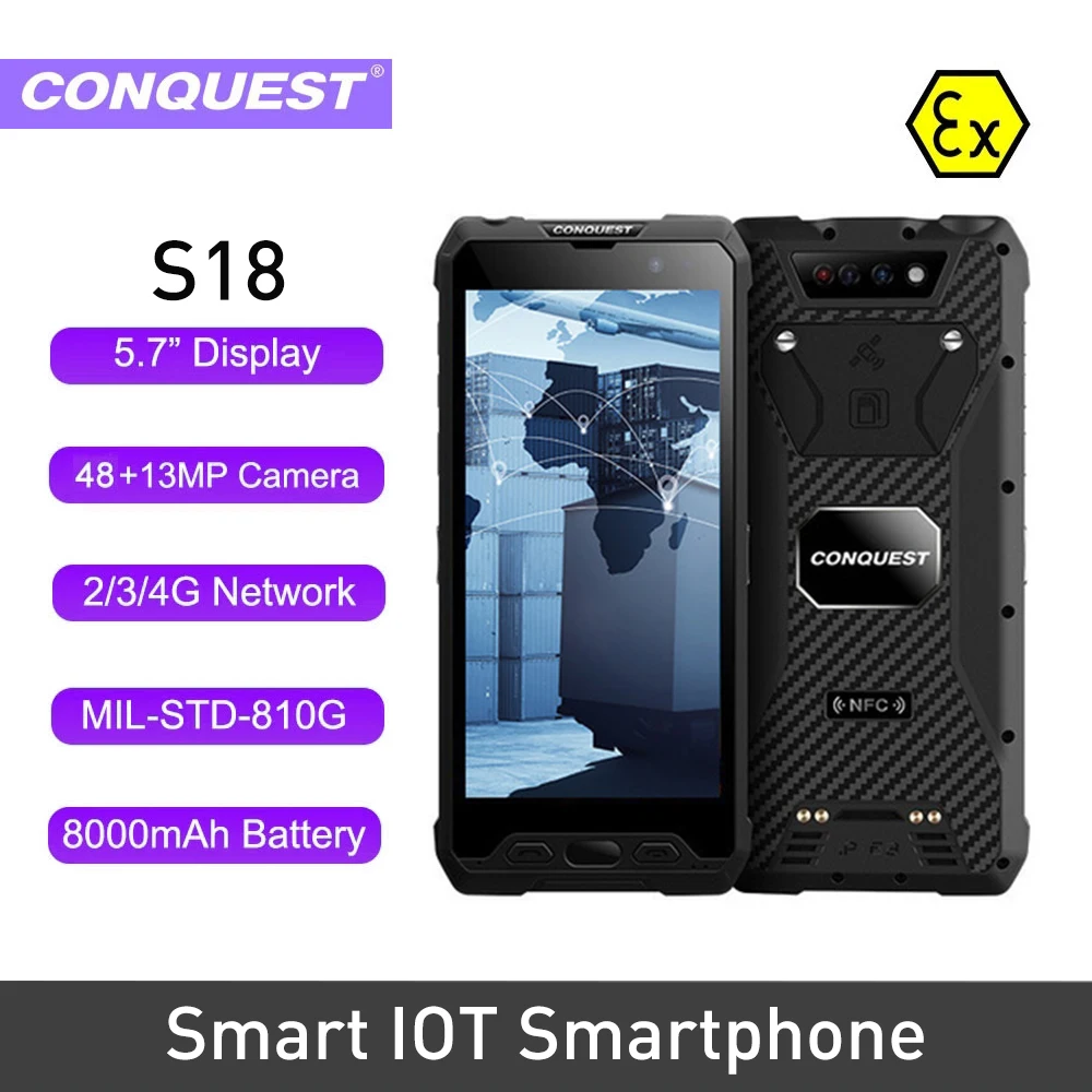 Conquest S18 Global Version Rugged Smartphone Mobile Phone Android 8.1 ...