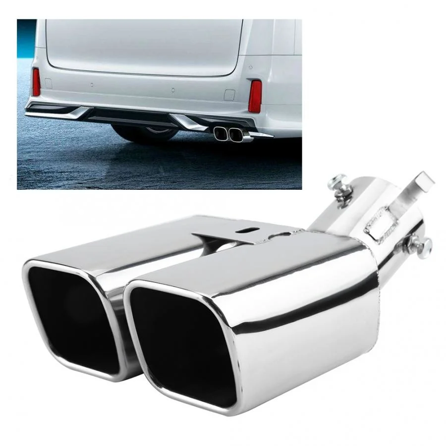 Stainless Steel Car Dual Outlet Exhaust Pipe Muffler Tip Rear Tail ...