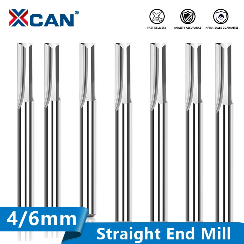 Xcan 1pc 4mm6mm 생크 2 플루트 스트레이트 엔드 밀 카바이드 Cnc 라우터 비트 조각 비트 스트레이트 슬롯 밀링