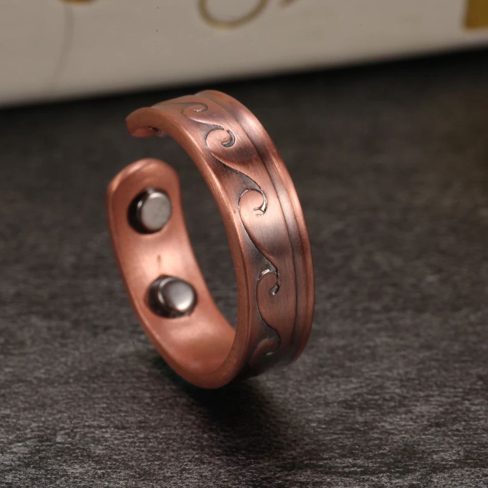 Men-s-Magnetic-Copper-Ring-Wave-6mm-Adjustable-Cuff-Pure-Copper-Ring ...