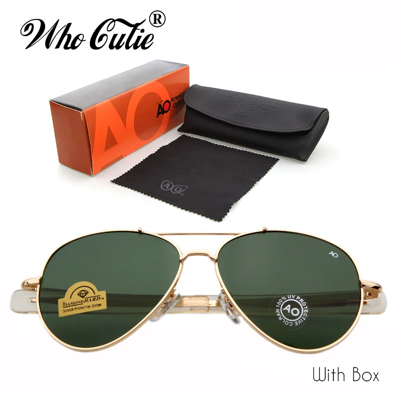 WHO-CUTIE-Brand-AO-Sunglasses-pilot-90s-Men-Army-Military-12K-Gold-Tint ...