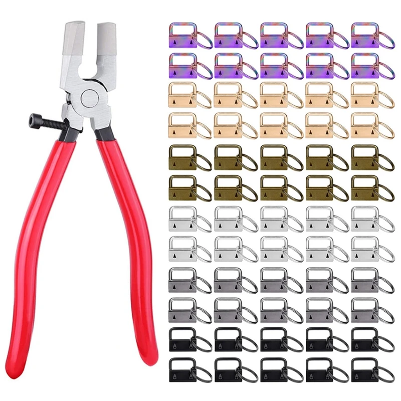 60 Pcs 2.5cm Key Fob Keychain Hardware With Pliers Tool Set For ...