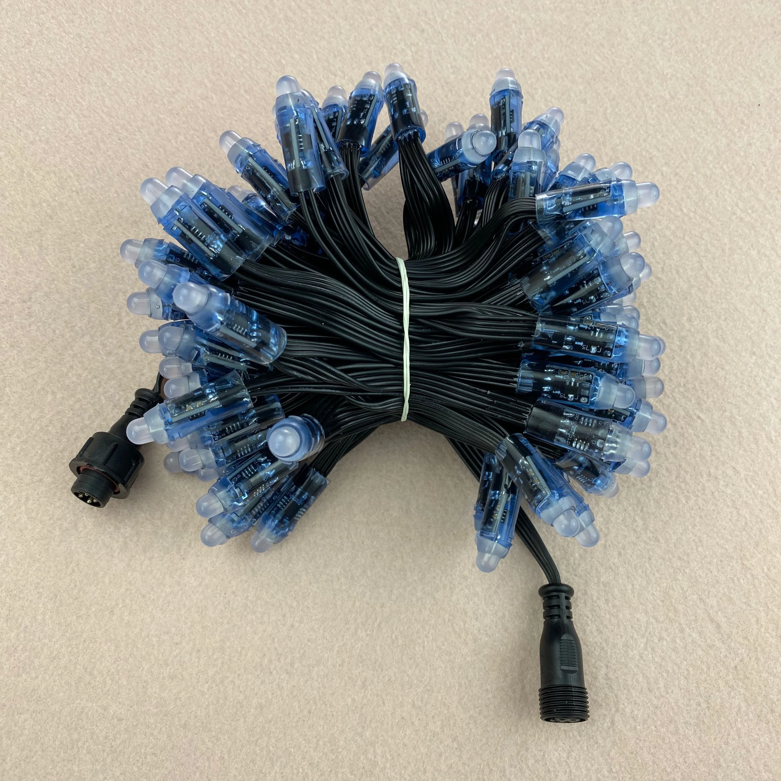 12mm bullet DC12V WS2818 RGB full color addressable LED pixel light;IP68;all BLACK wire;100pcs ...