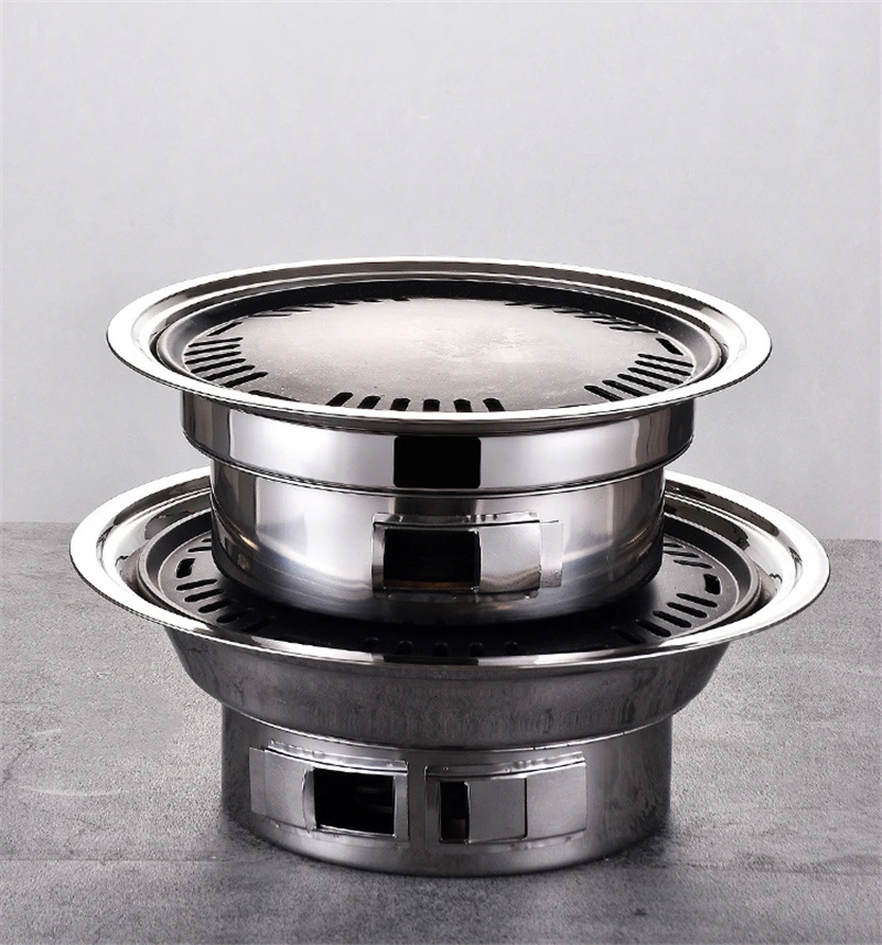 Réchaud 35 cm avec filet Barbecue à Charbon Portable Rond Antiadhésif ...