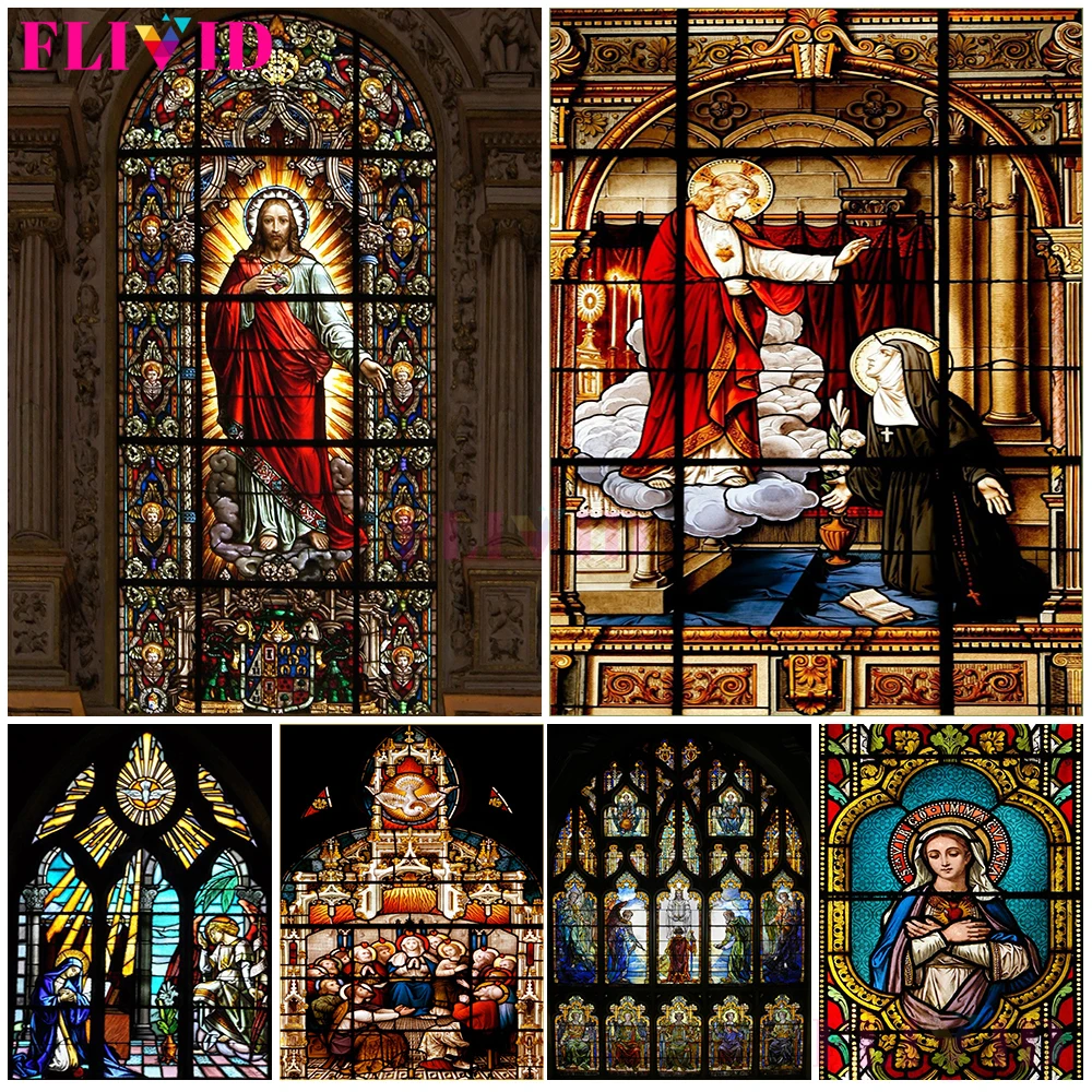 Colored-Glass-Window-Art-Wall-Painting-Church-Stained-Glass-Posters-And ...