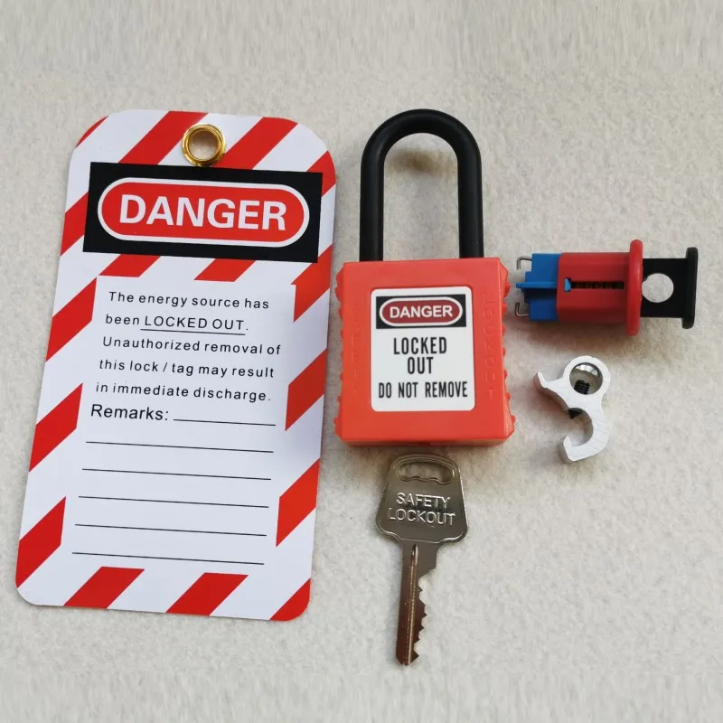 4pcs/kit one safety padlock with tag one mini breaker aluminium lockdog ...