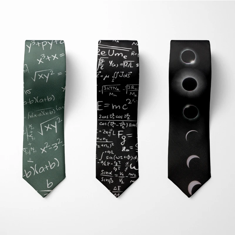 Men's Fashion Digital Equation 3d Printed Ties 8cm Black Creative ...