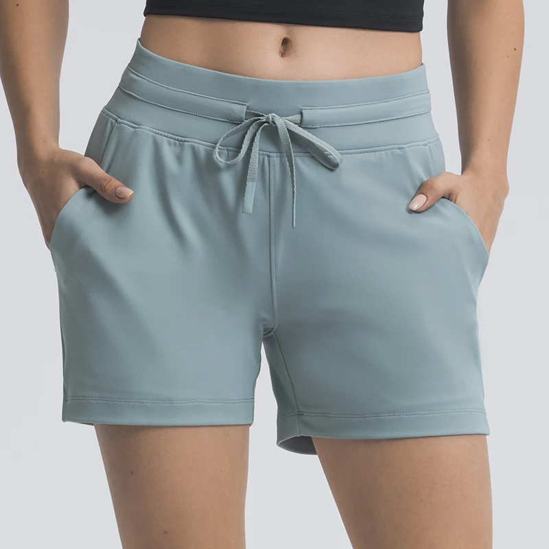 Summer Quick Dry Drawstring Waist Running Shorts Women Sports Workout ...