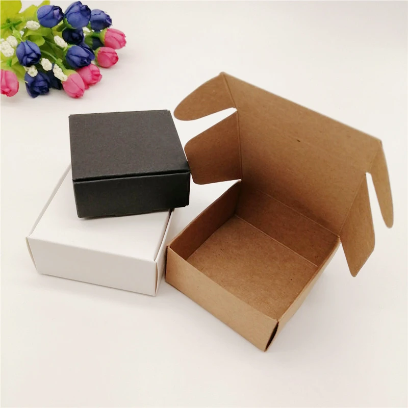 100pcs Black/White/Kraft Paper Boxes Packaging Jewelry Box For Necklace ...