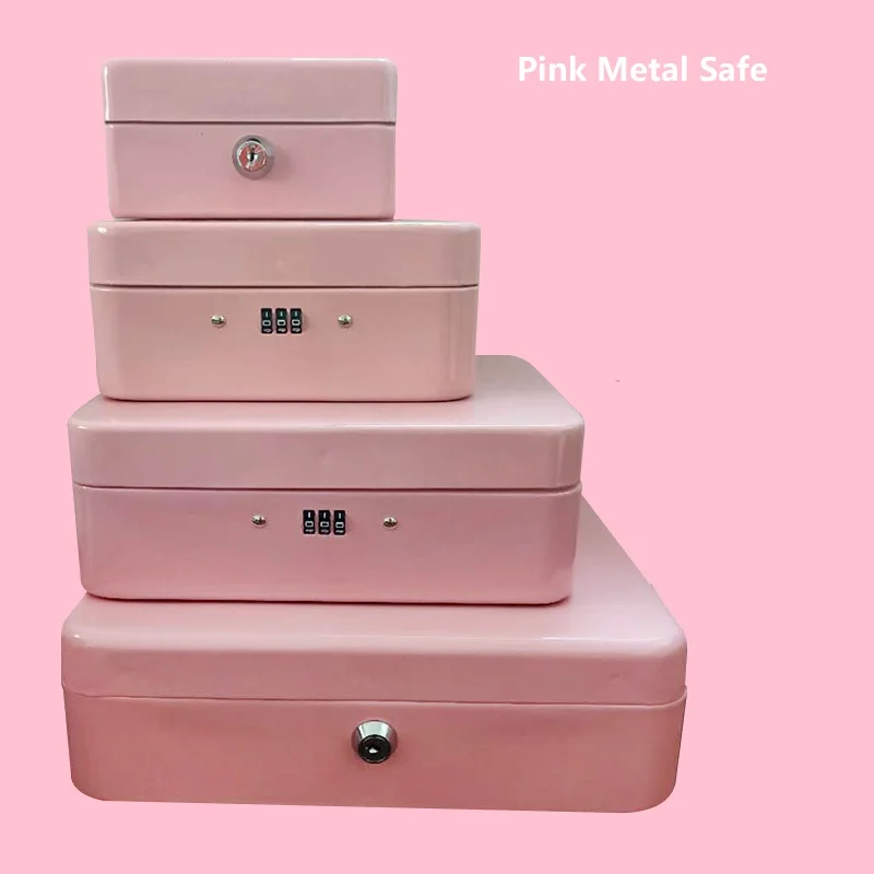 Multi-function-Mini-Pink-Key-Steel-Safes-With-Lock-Cash-Ban-Card-Paper ...