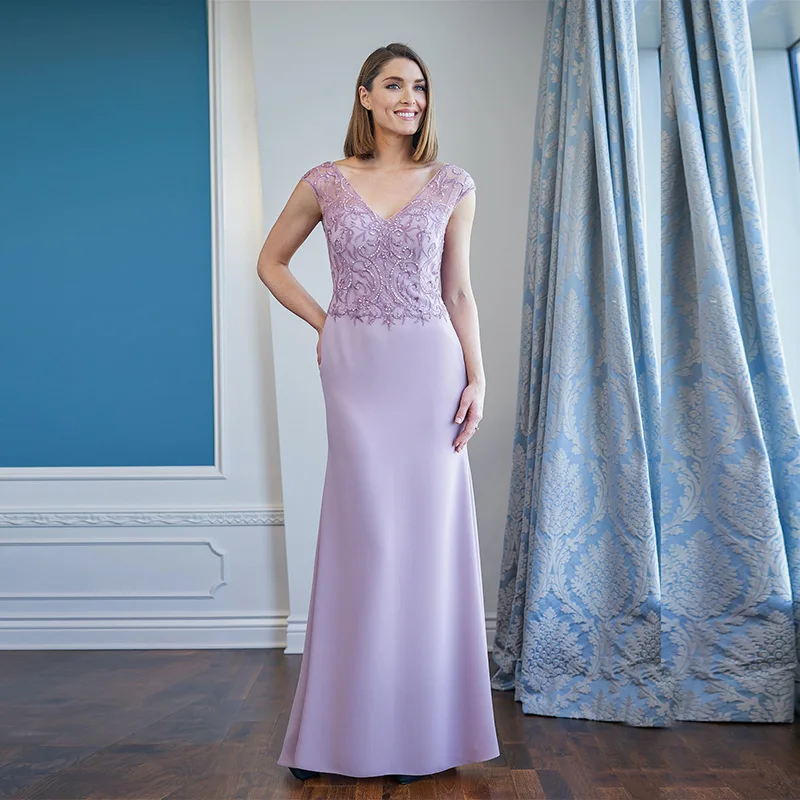 Hot-Sale-Charming-2021-Lilac-Lace-Cap-Sleeves-Mother-of-the-Bride ...