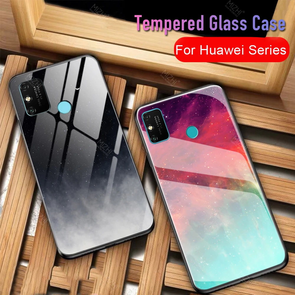 Gradient Tempered Glass Phone Case on honor 9a case For huawei honor 9a ...