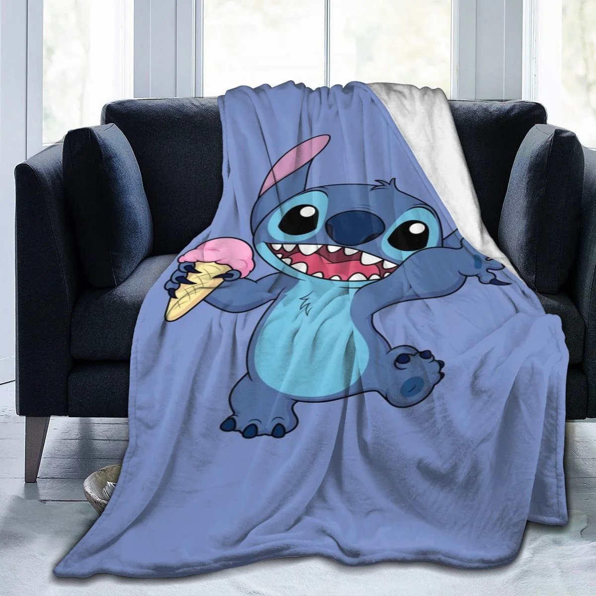 Impressão 3d lilo stitch plush throw cobertor sherpa velo colcha ...