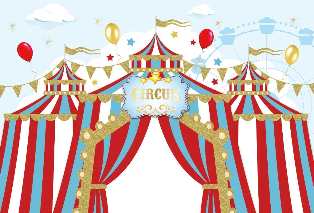 7x5ft Balloons Carnival Circus Tent Stage Entrance Stripes Custom Photo ...