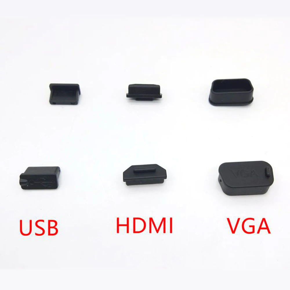 5/20/50/100pcs Protective Usb Hdmi Vga Port Cover Anti-dust Black Pvc ...