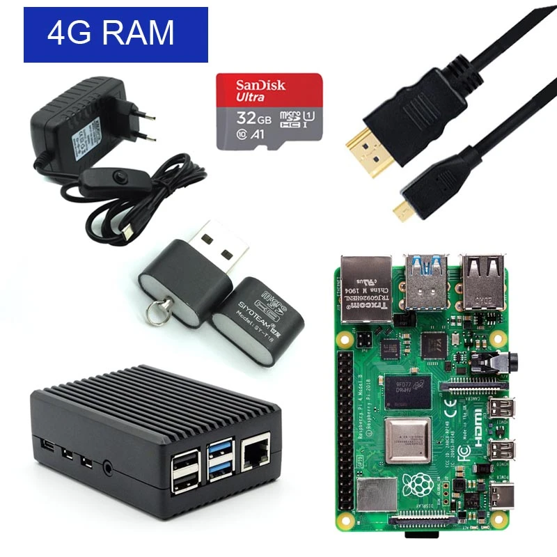 Original Raspberry Pi 4 Model B Kit Aluminum Case + Switch Power ...