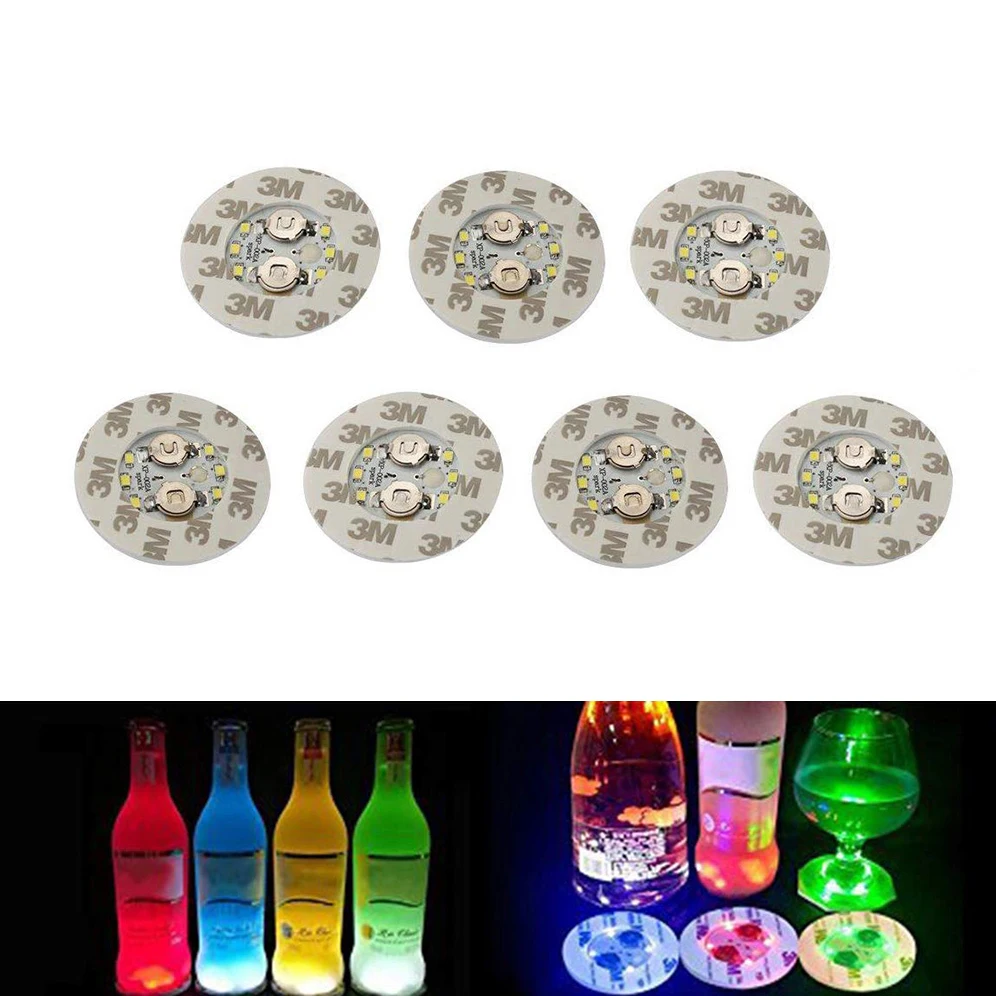 10 개몫 Led 병 스티커 컵 받침 Led 컵 음료 컵 매트 코스터 테이블 크리스마스 병 홈 장식홀리데이 조명