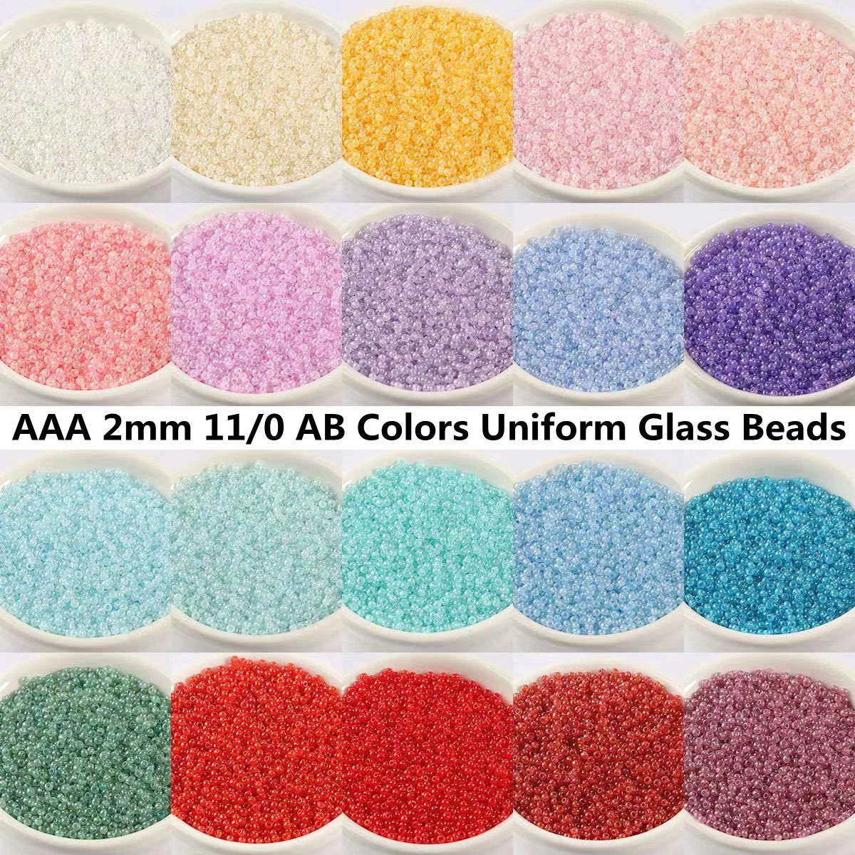 2mm 11/0 AB Colors Uniform Glass Beads Glossy Czech Round Spacer ...