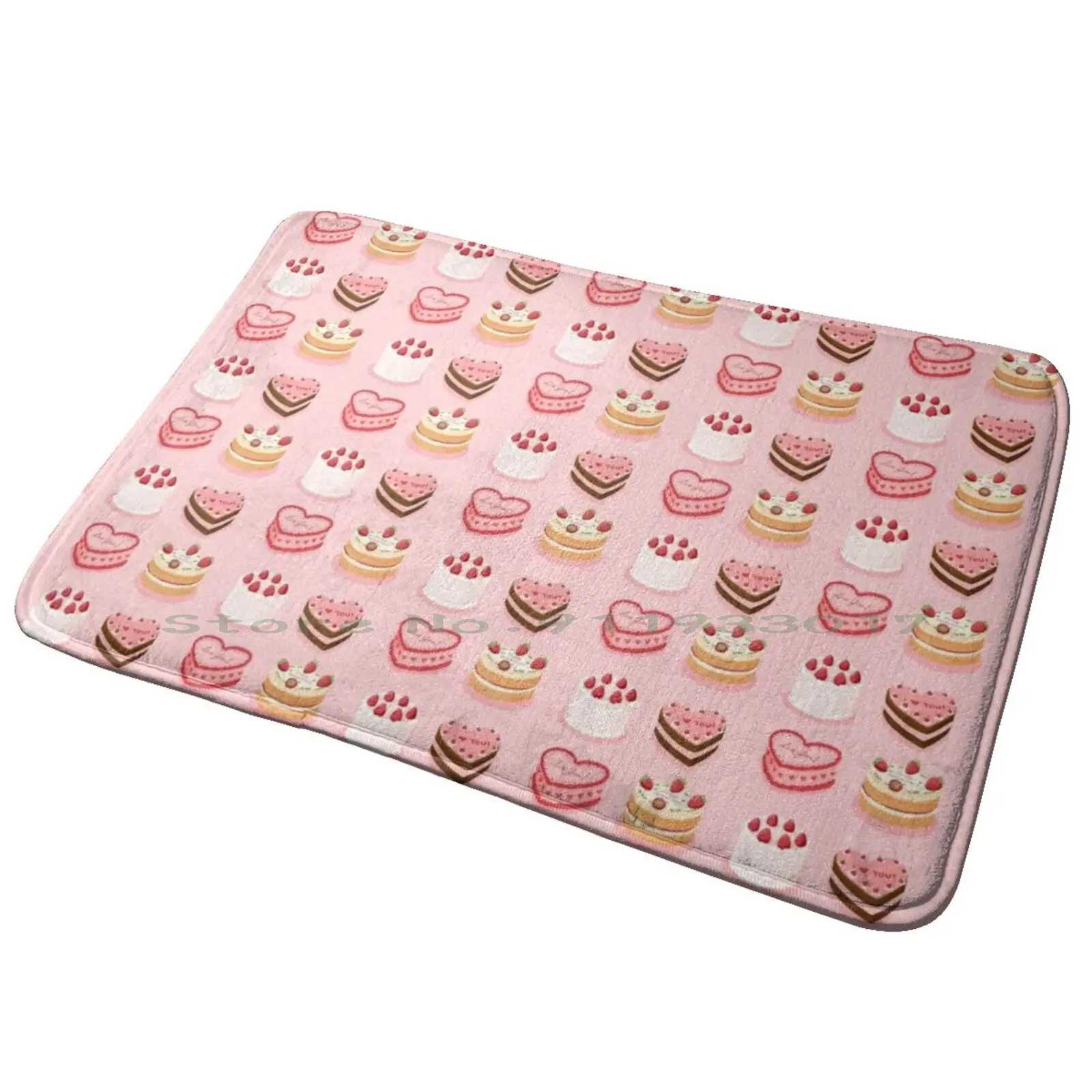 Cute-Pink-Cakes-Illustration-Entrance-Door-Mat-Bath-Mat-Rug-South ...