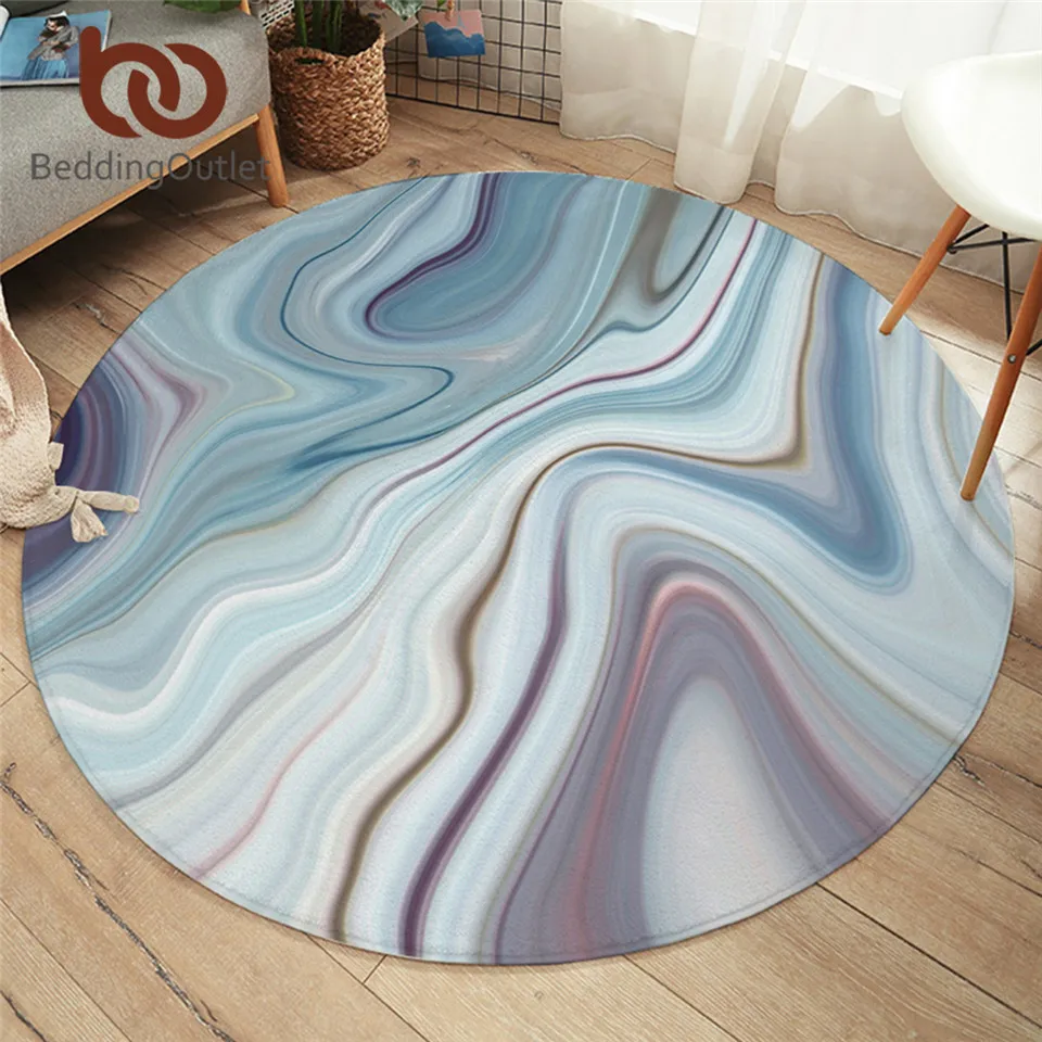 BeddingOutlet Marble Round Carpets For Living Room Rainbow Luxury Area ...