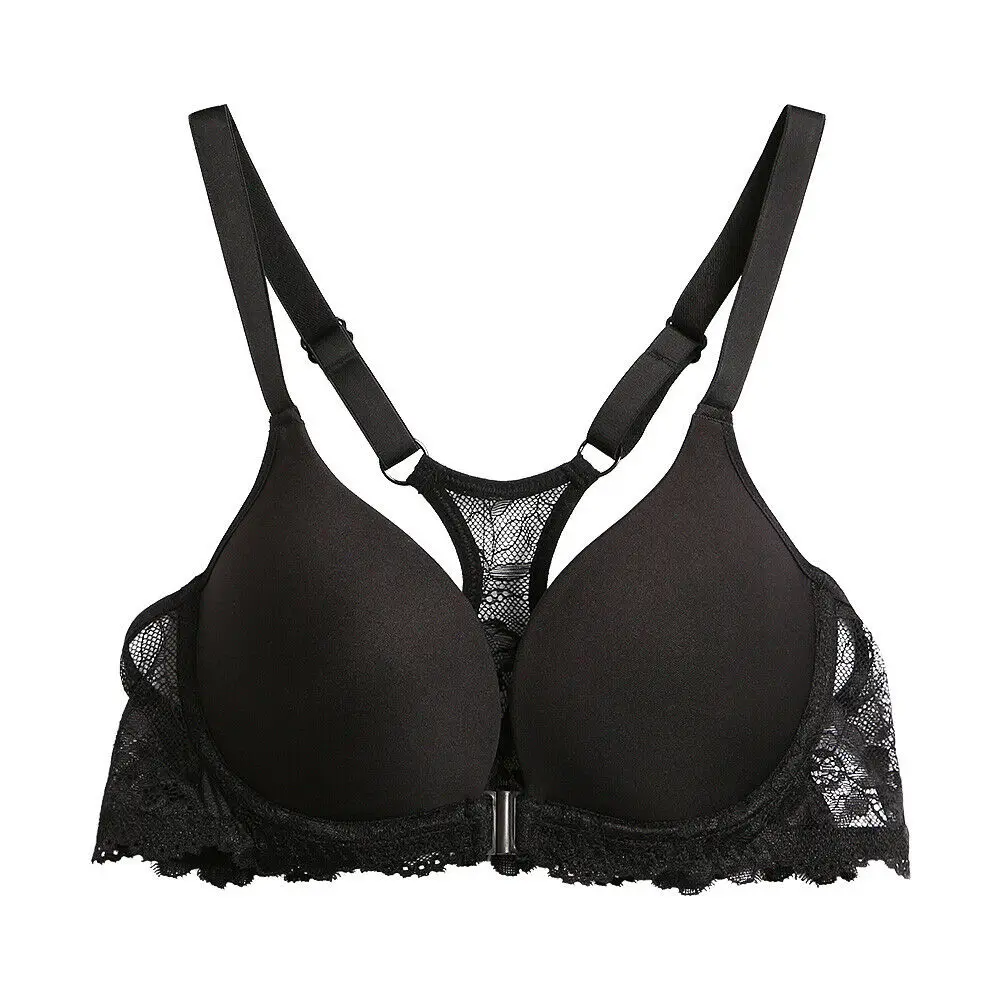 YBCG-Push-Up-Bra-Front-Closure-Lace-Hollow-Y-line-Strap-Lingerie-Black ...