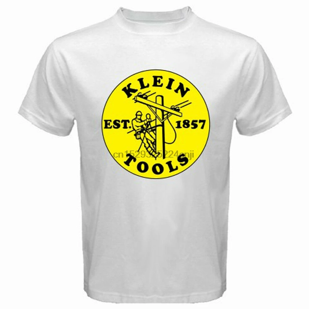 Novo klein tools power hand logotipo masculino branco camiseta tamanho ...