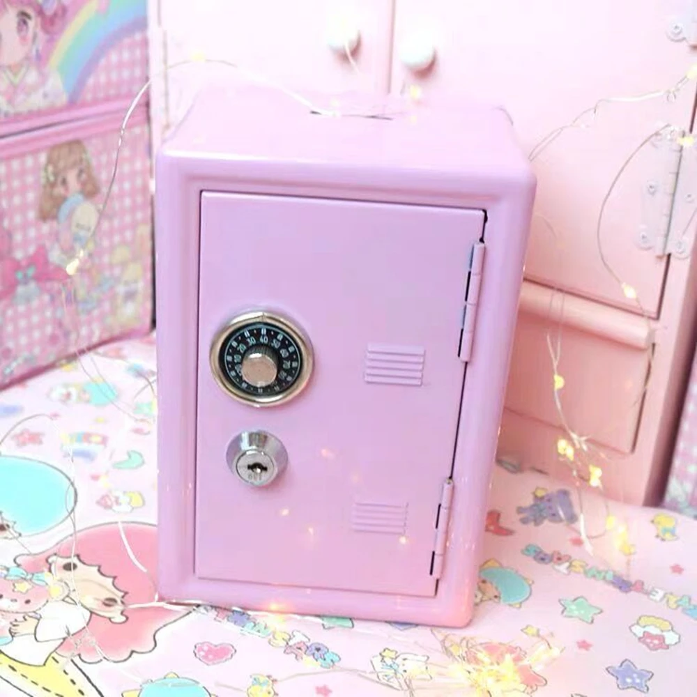Ins-Safe-Box-Pink-Decorative-Savings-Box-Piggy-Bank-Metal-Iron-Mini ...