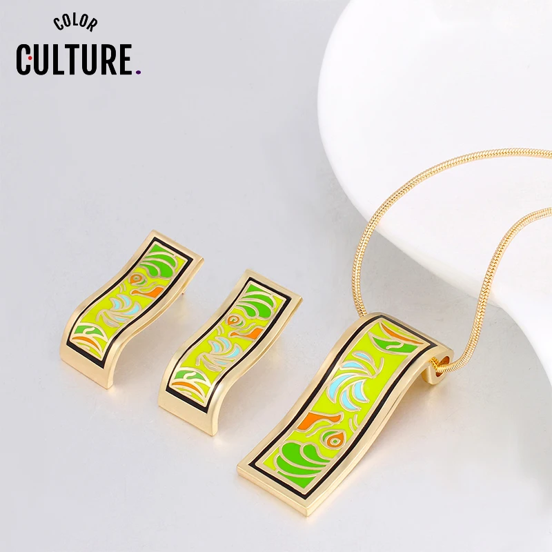 Traje Nuevo joyería de Color juegos de joyas esmaltadas Dubai joyería collar pintado mujeres ...