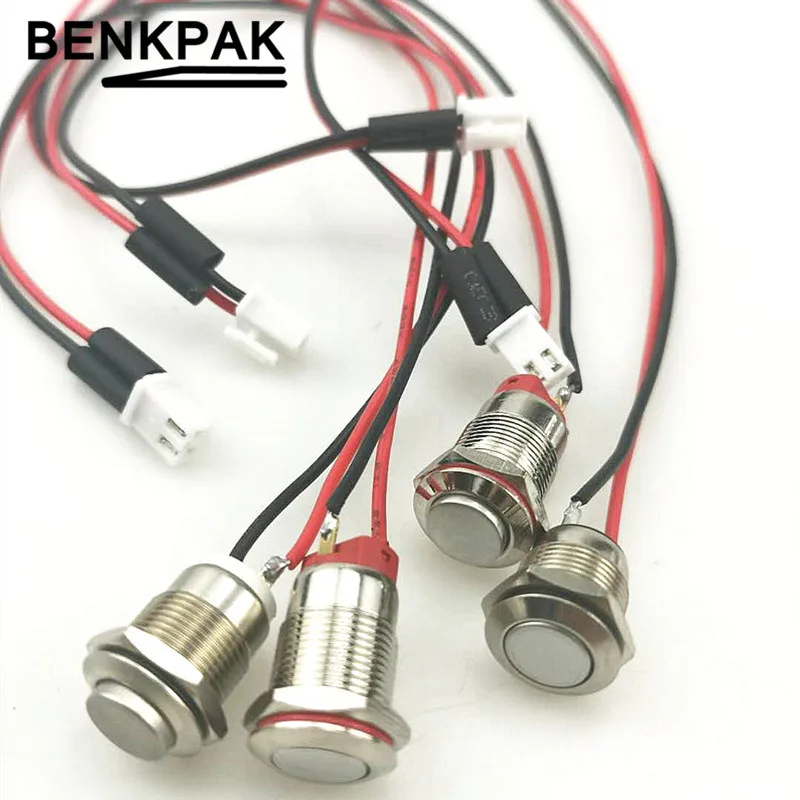 1pc 12mm DIY Momentary&Latching electric balance metal switch with wire ...