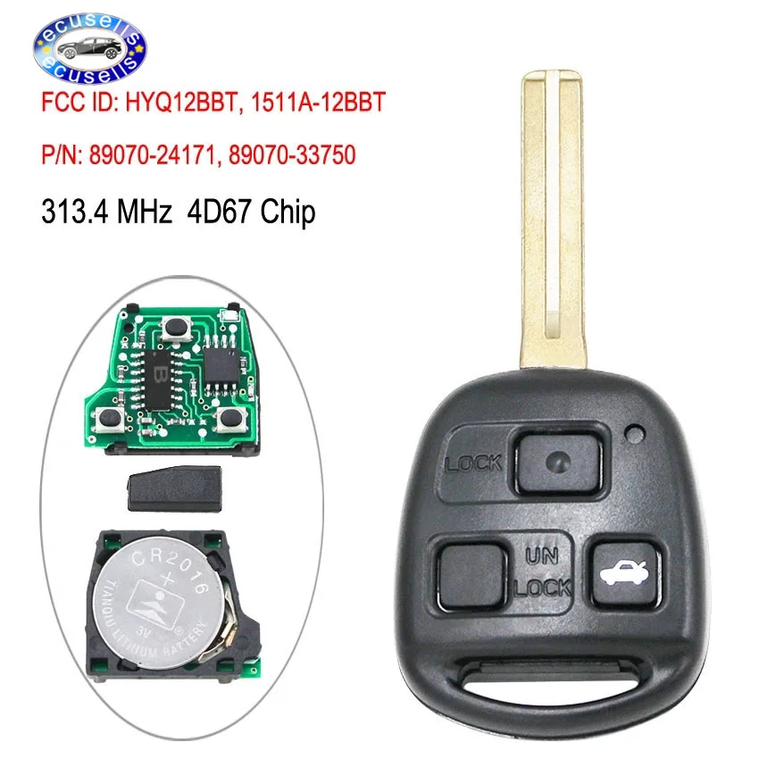 3-Buttons-Remote-Car-Key-Fob-for-Lexus-ES330-LS430-SC430-313-4mhz-4D67 ...