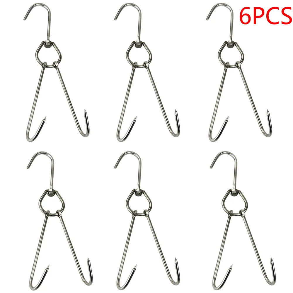 6Pcs Stainless Steel Beef Meat Hook Powerful Roast Duck Bacon Roast ...