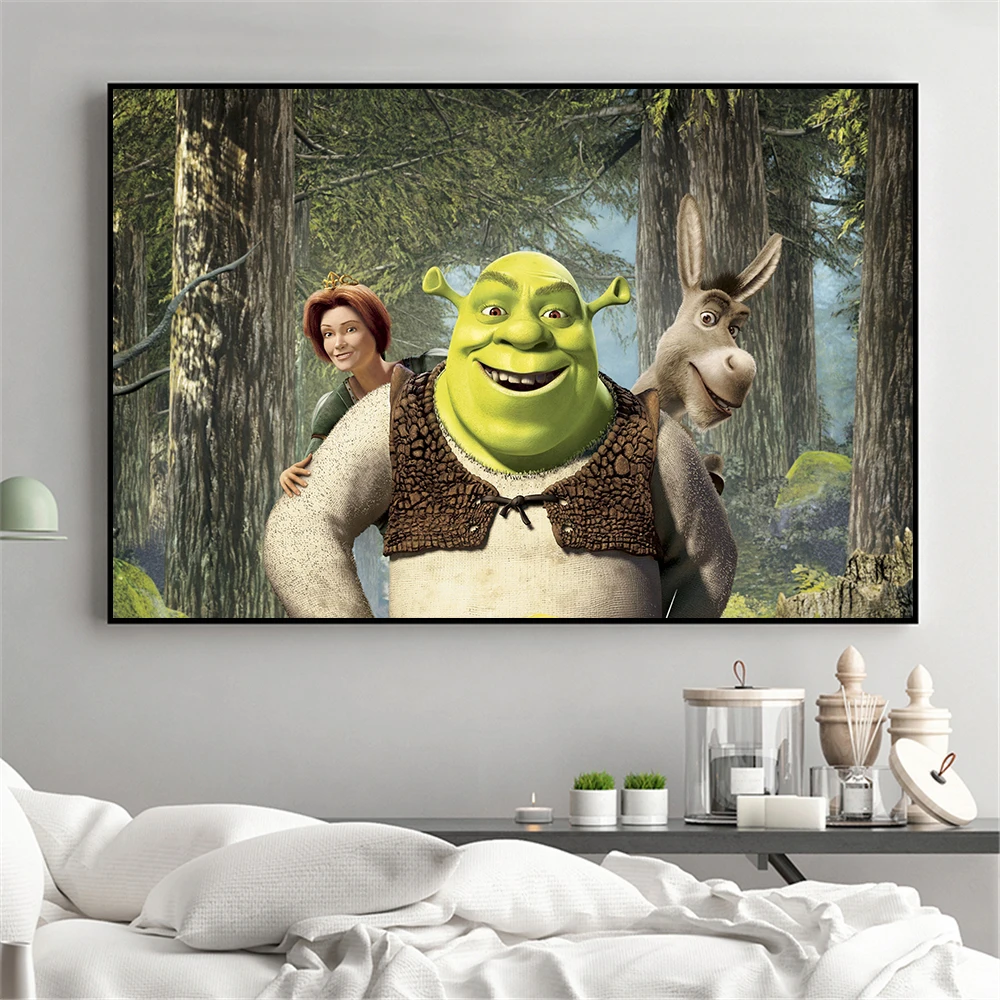 Canvas-Painting-Anime-Vintage-Cartoon-Shrek-Poster-Cafe-Creative ...