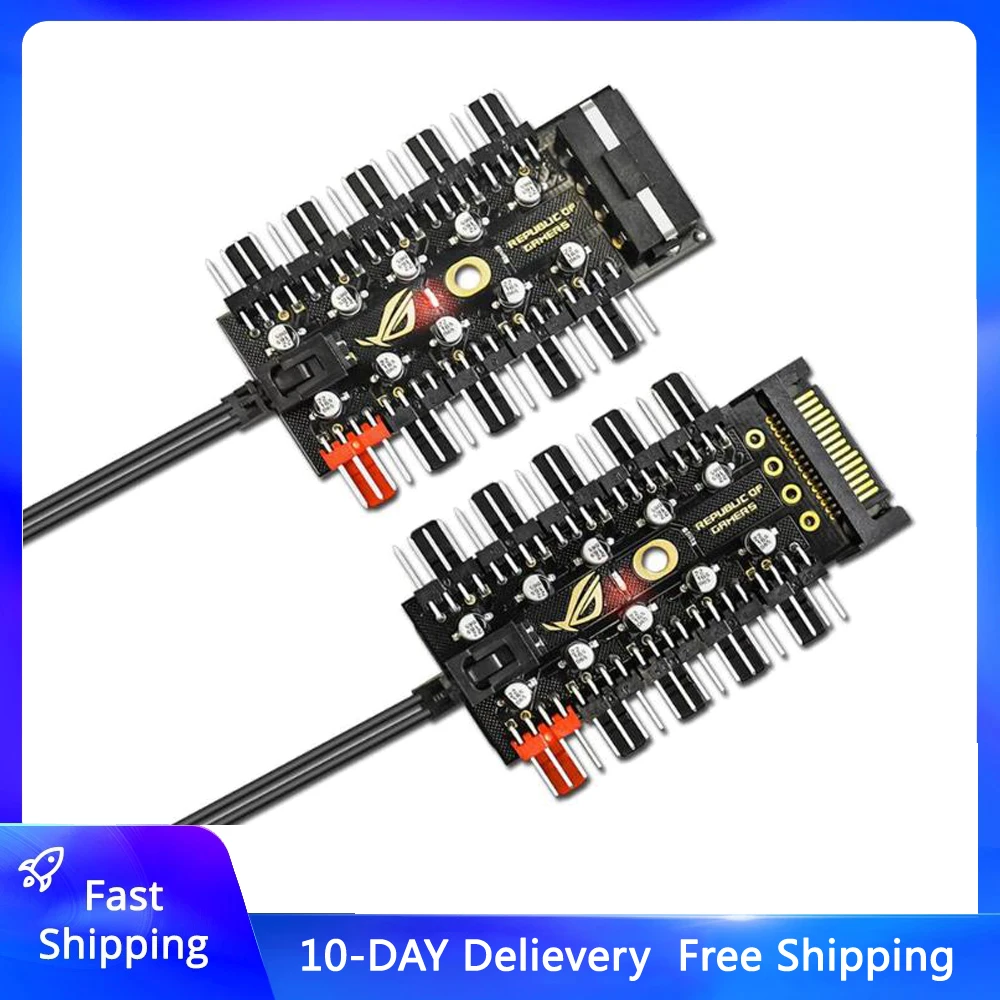 PWM ventilador de refrigeración, divisor de HUB, placa base de extensión de 1 a 10 pines, 4 ...