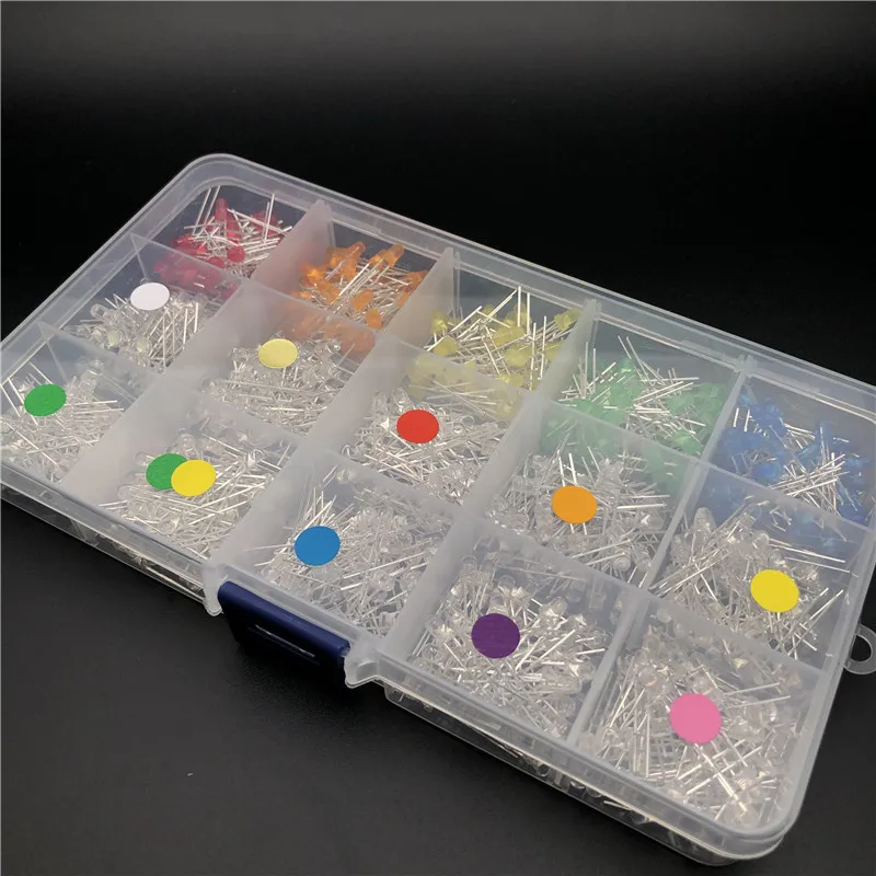 3mm 15 Colors Lights Emitting Diodes Assortment Set Kit For Arduino ...