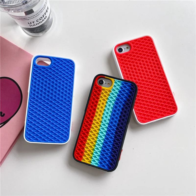 HOCE Rainbow Colorful Van Waffle Case For IPhone 13 12 11