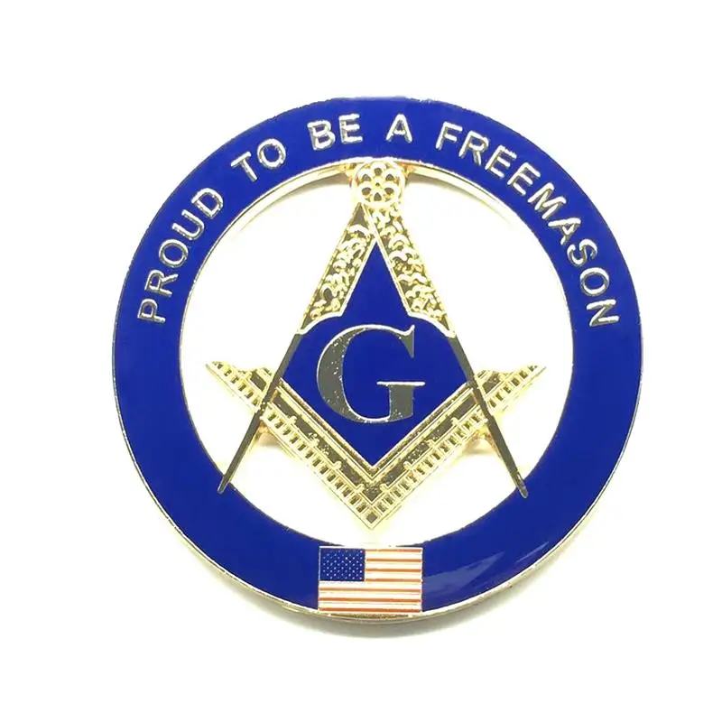 3 "Masonic สัญลักษณ์รถทอง Proud To Be A Freemason US Flag Mason Auto ...