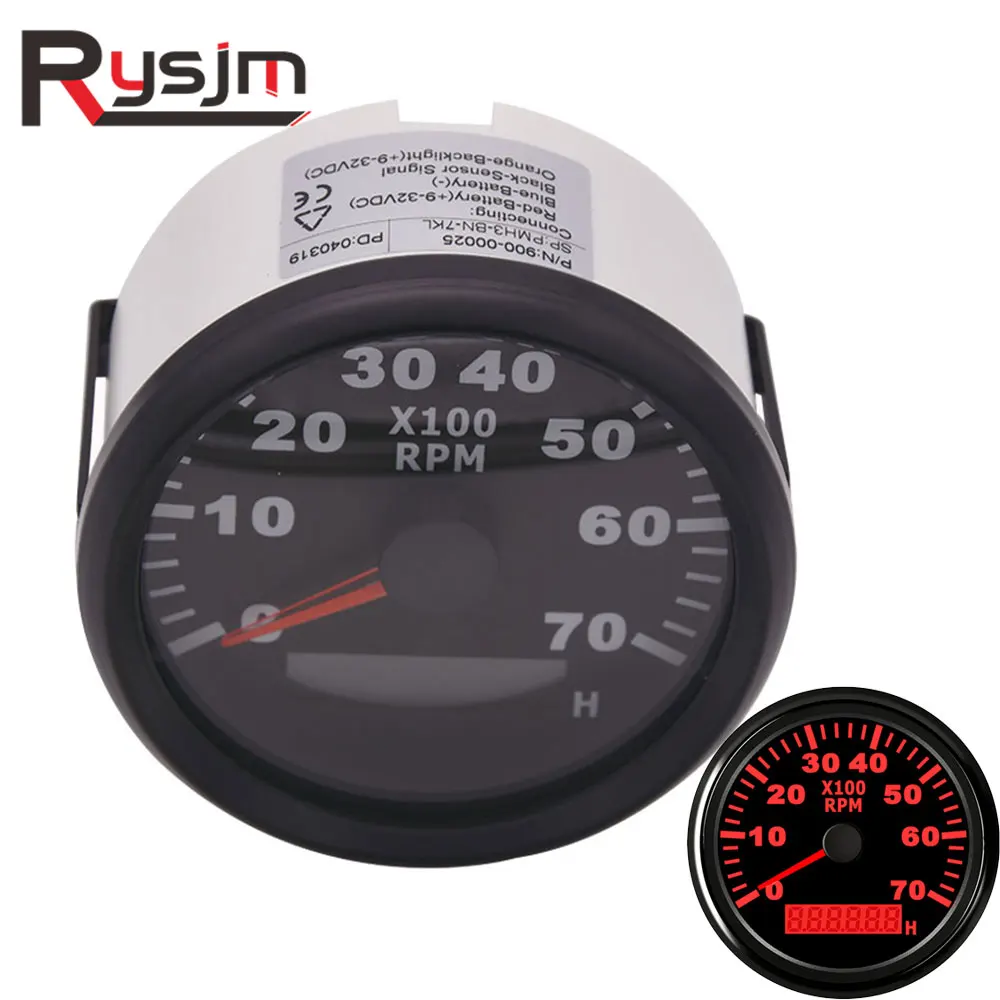 85mm-Tachometer-for-Boat-motor-7000-RPM-Round-Hour-meter-digital ...