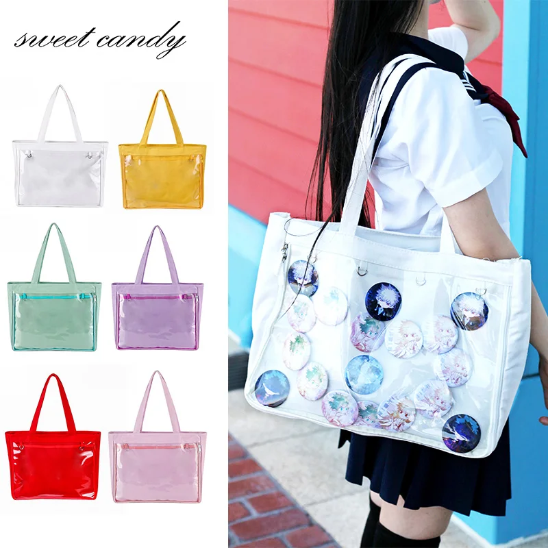 Japanese Student Bags Transparent Shoulder Bag Canvans Single Side ...