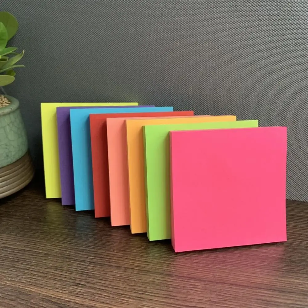 100 Sheets Fluorescent Color Sticky Note 76mm Mini Adhesive Memo Pad ...