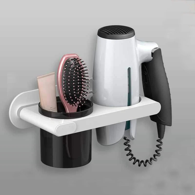 Wall Mounted Hair Dryer Holder Self-adhesive Hair Dryer Rack Punch-free ...