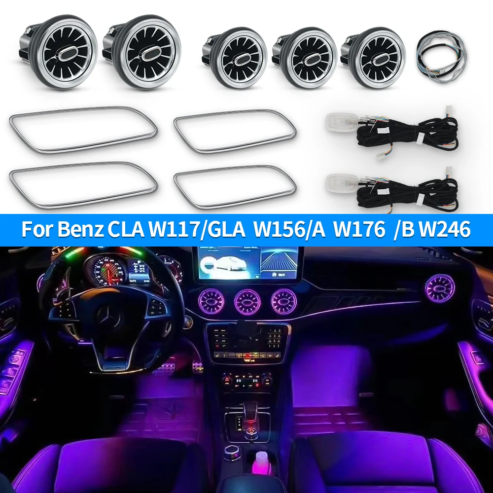 New 12-color Led Car Air Vent Turbine Atmosphere Lamp For Mercedes-benz ...