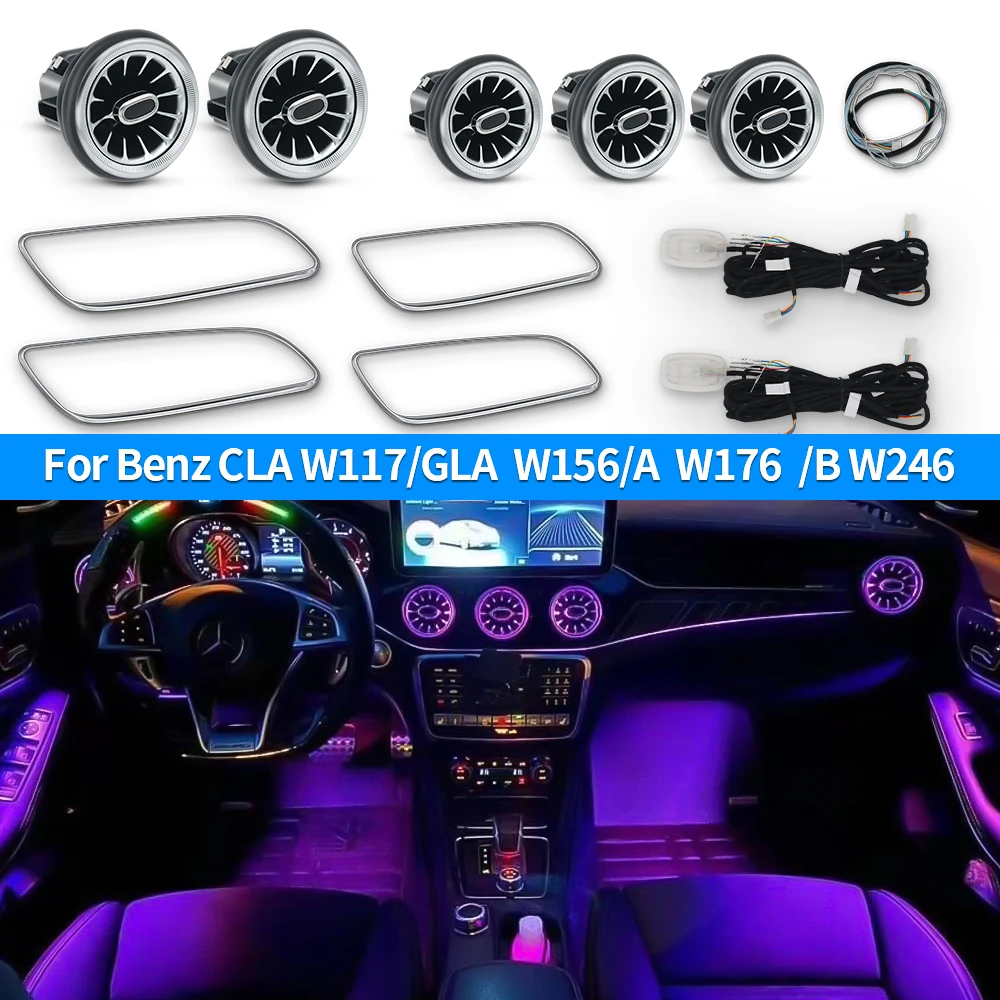 New 12-color Led Car Air Vent Turbine Atmosphere Lamp For Mercedes-benz ...