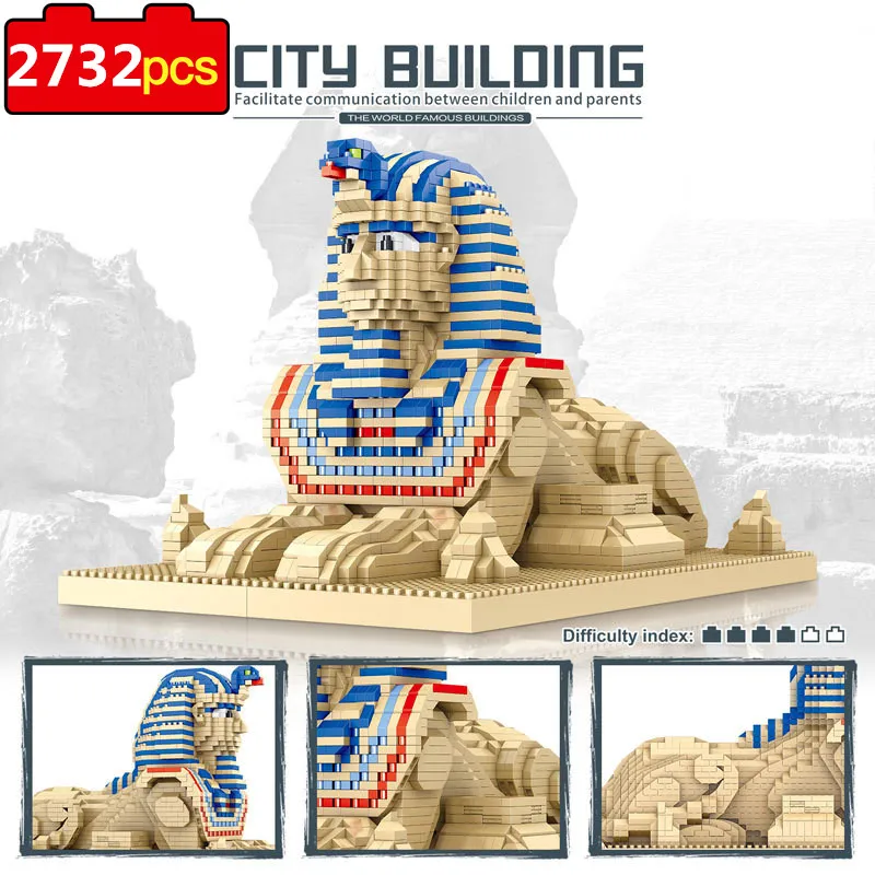 2732pcs Egypt Sphinx Model Diamond Building Blocks City Street View 3D Architectural Mini Block ...