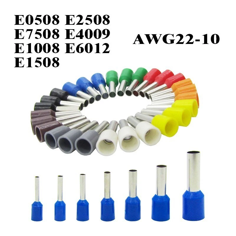 개/갑 절연 페룰 터미널 블록 코드 와이어 압착 커넥터 E0508 E7508 E1008 E1508 E2508 E4009 ...