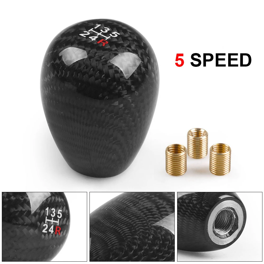 Racing 5 Speed Gear Shift Knob Manual Real Carbon Fiber Shift Knob 57mm ...
