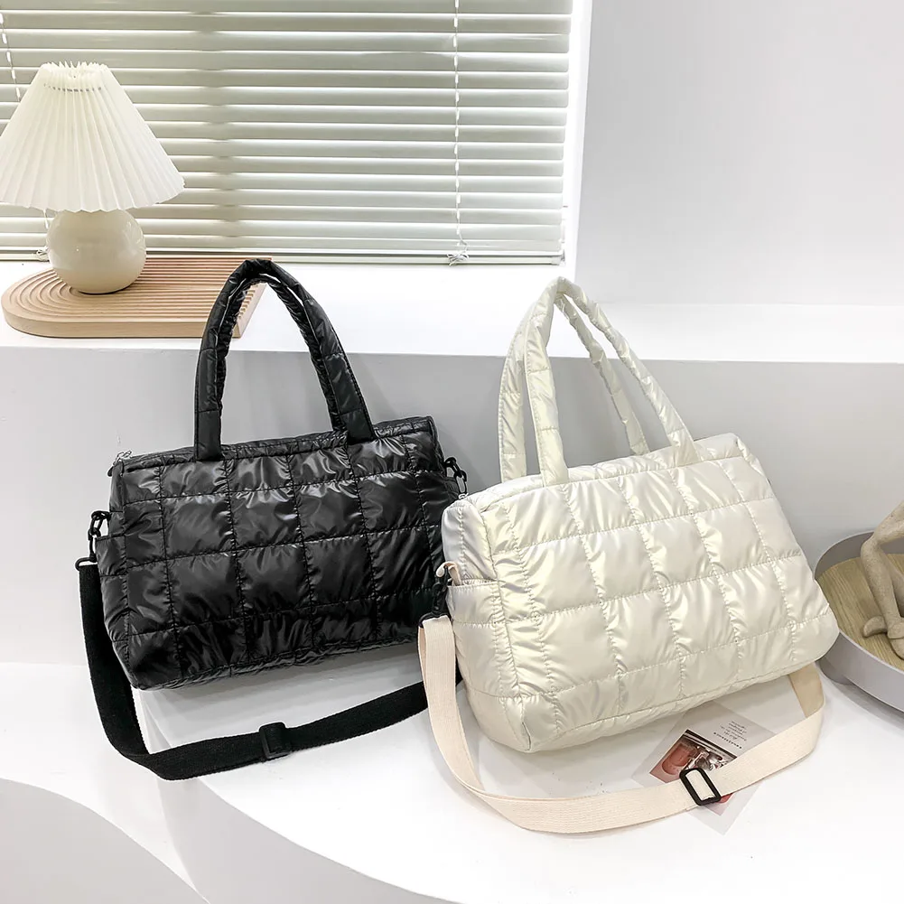 Winter Warm Down Women's Shoulder Bag Nylon Space Cotton Quilted High ...