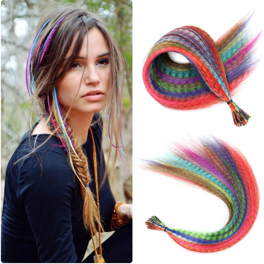 Fake Feathers for Hair Extensions Colored Strands of Hair Clips 2021 I ...