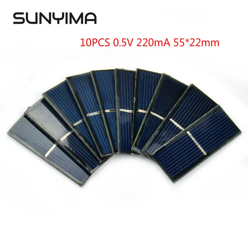 SUNYIMA-10PCS-Polycrystalline-Silicon-Solar-Panels-Cells-0-5V-220mA-55 ...