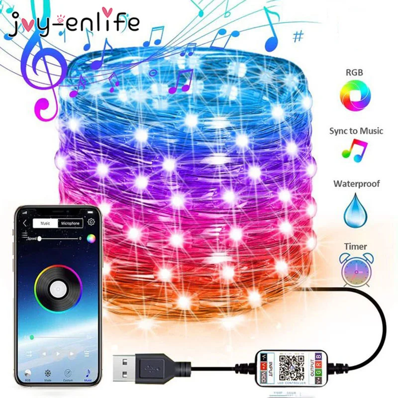 USB-LED-String-Light-Bluetooth-App-Control-Copper-Wire-String-Lamp ...